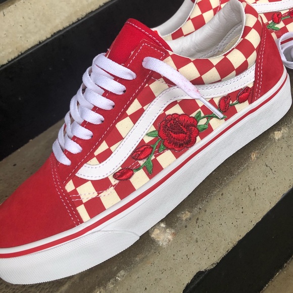 Vans | Shoes | Rose Old Skool Red Checkerboard Vans | Poshmark